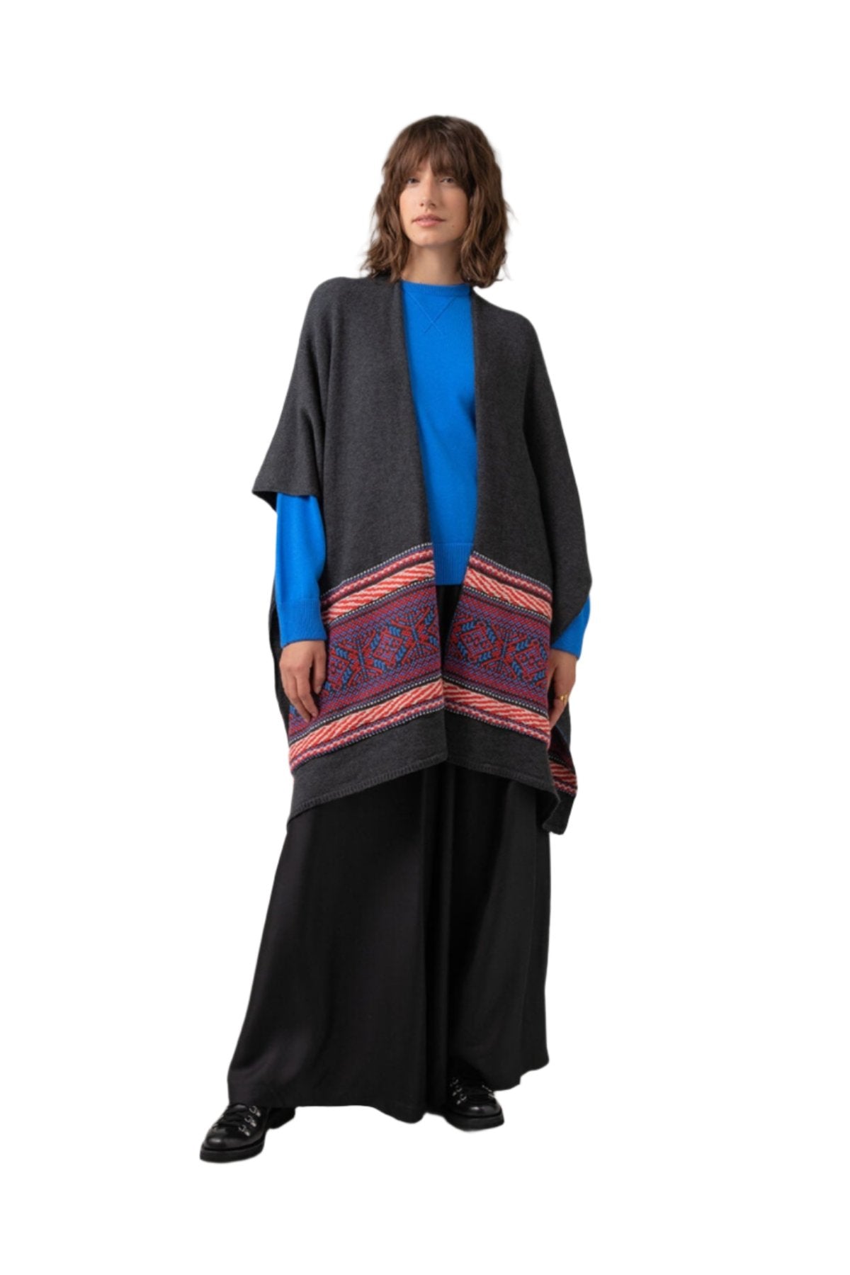 Cross Stitch Charcoal Cashmere Cape – Johnstons of Elgin