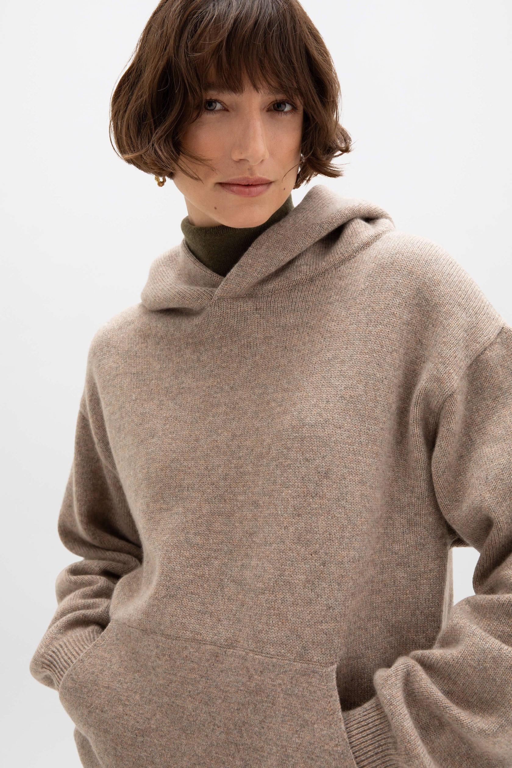 Ash Brown Cashmere Hoodie | Cashmere Loungewear | Johnstons of Elgin