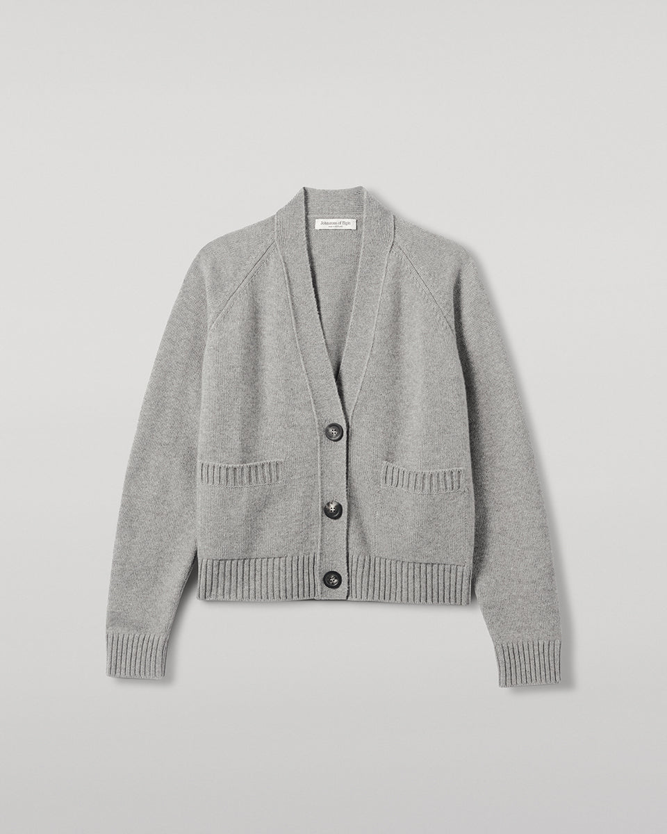 Relaxed Women's Grey Cashmere Cardigan | Women's Cashmere | Johnstons ...