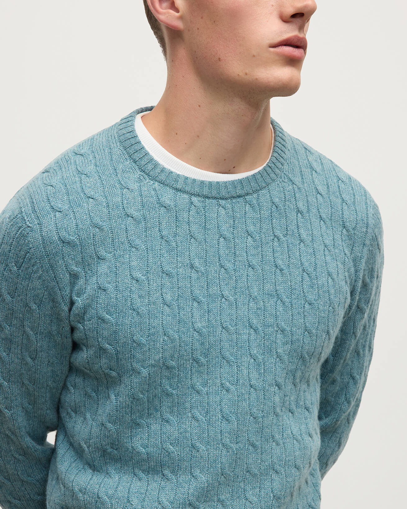 Seascape Cable Knit Cashmere Jumper | Men's Knitwear | Johnstons of Elgin