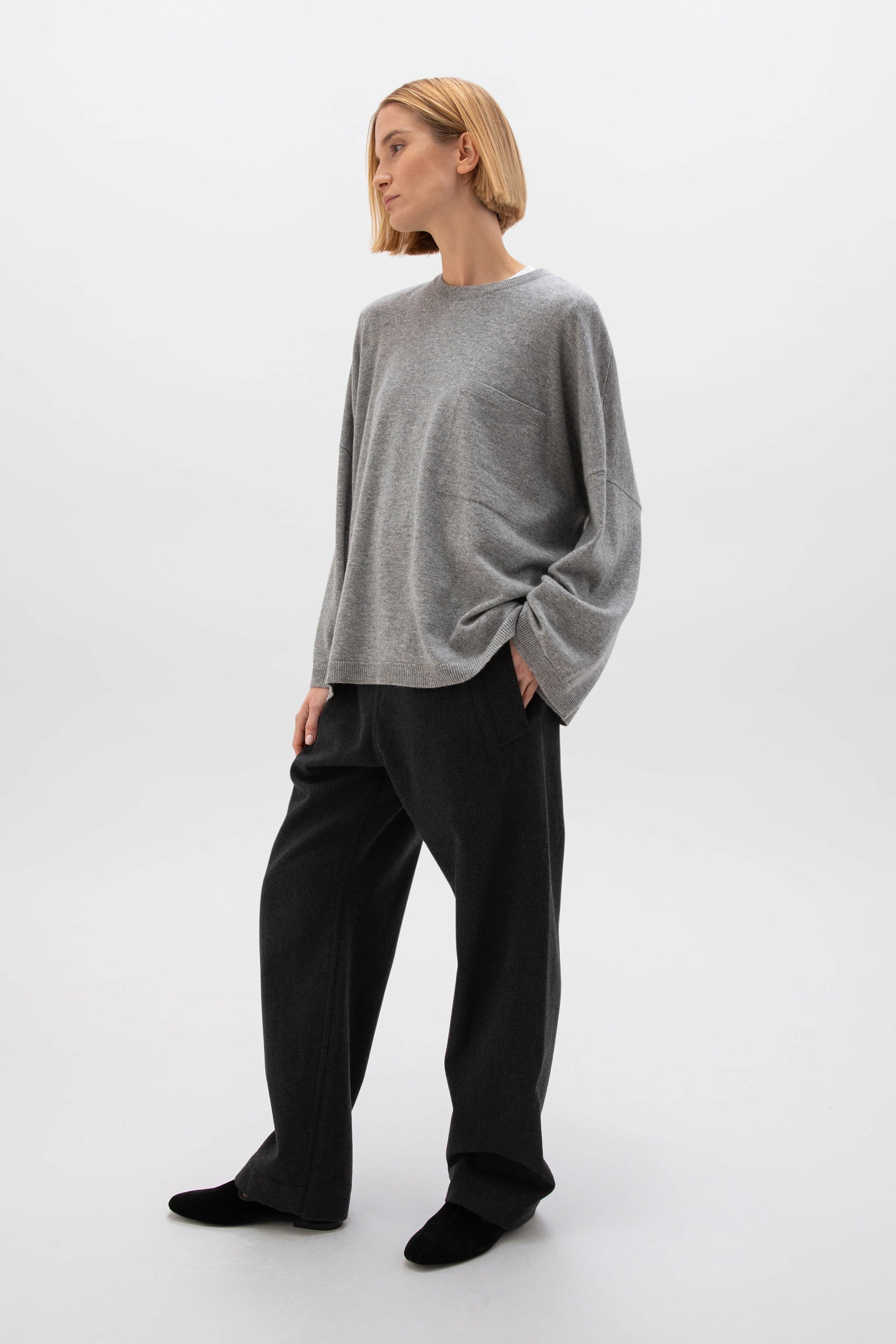 Slouchy Light Grey Women's Cashmere Sweater | Women's Cashmere ...