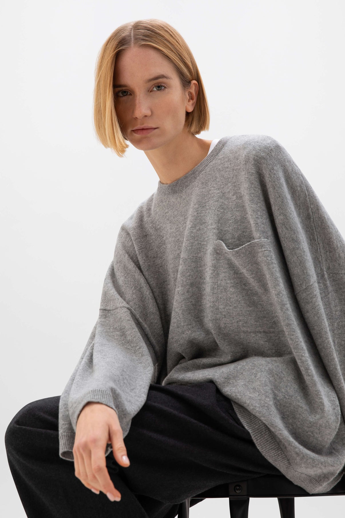 Slouchy Light Grey Women's Cashmere Sweater | Women's Cashmere ...