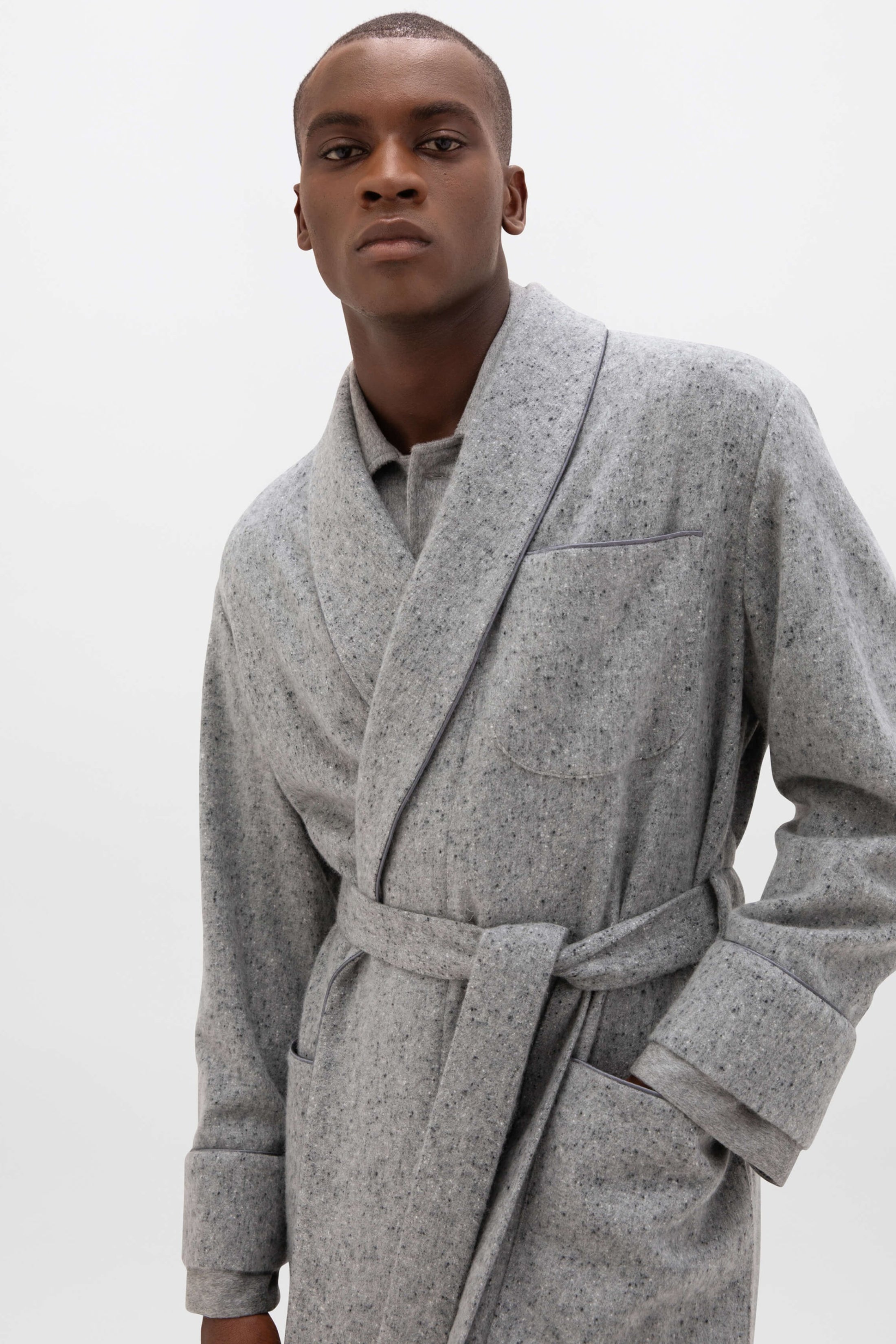 Grey Men's Donegal Cashmere Dressing Gown | Cashmere Loungewear ...