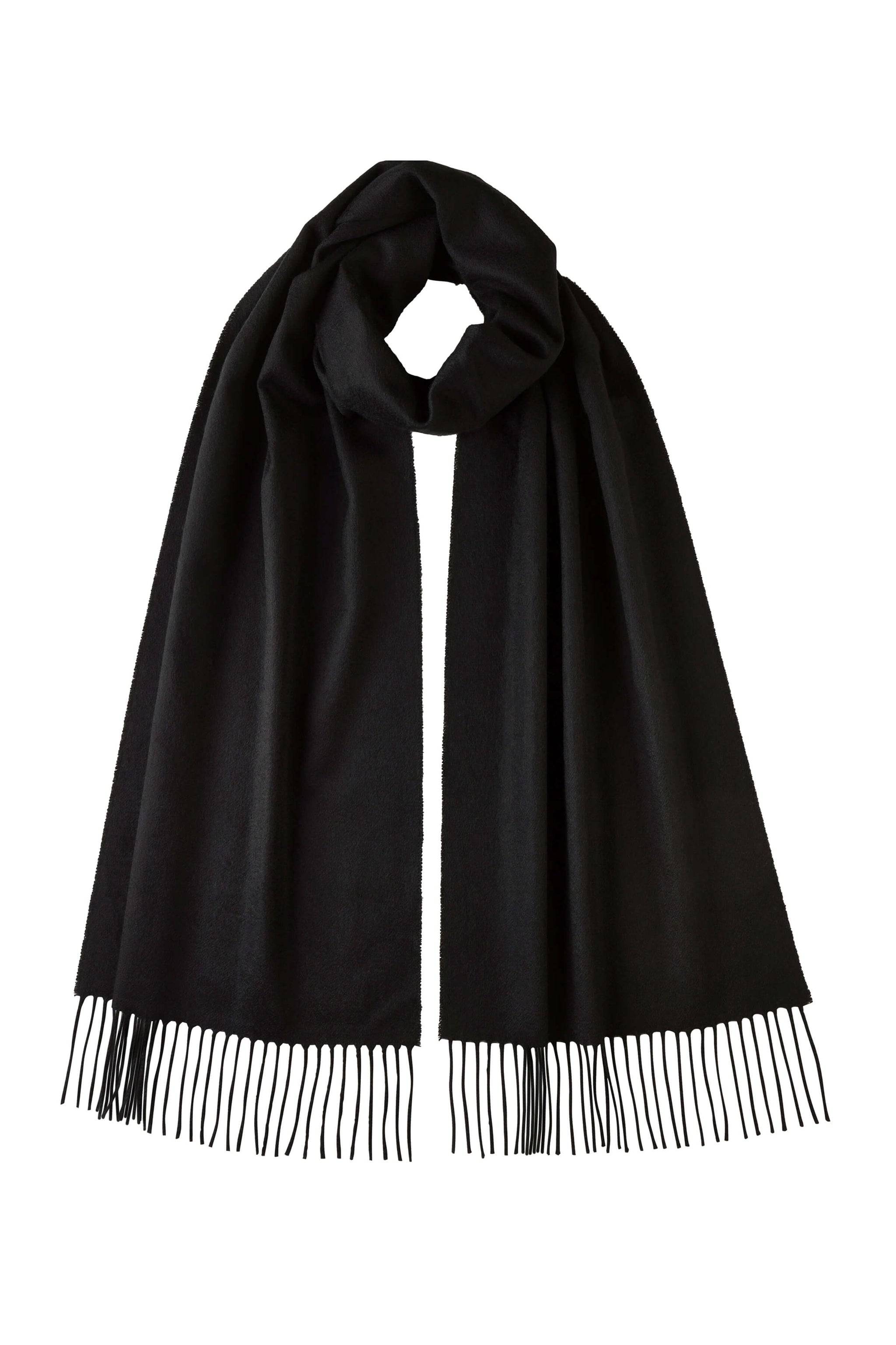 Wide Black Cashmere Scarf | Cashmere Accessories | Johnstons of Elgin
